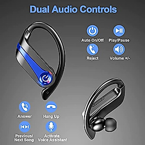 Tsauuc Wireless Earbud, Bluetooth 5.1 Headphones Sport Earbud in Ear 50H Deep Bass Noise Cancelling Earphones with Mic, IP7 Waterproof Earhooks Headset USB-C/LCD Display for Running