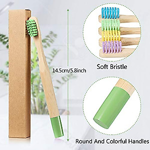 10 Pieces Kids Bamboo Toothbrush Natural Soft Bristle Toothbrush Wooden Toothbrushes Toddlers Adults Natural Wood Organic Toothbrush BPA-Free Color Travel(Kids)