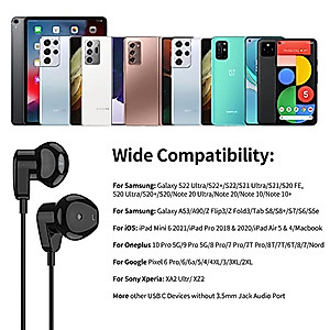 APETOO USB C Headphones for Samsung S22 Ultra,HiFi Stereo Type C Earbuds with Mic USB C Earphones for Galaxy S21 S20 FE S23 Note 20 Ultra 10 Plus Pixel 6 5 4 3XL OnePlus 9 Pro 8T 7T,iPad Pro,MacBook