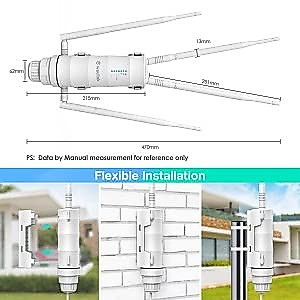 WAVLINK AC1200 Outdoor WiFi Extender Long Range WiFi Extender, Dual Band 2.4GHz+5GHz Weatherproof Outdoor Access Point with PoE Powered and Gigabit Ethernet, Supports Mesh Extender, AP, Repeater Mode