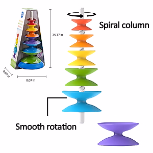 VIPAMZ Rainbow Stacking Toys for Toddlers 1-3,Educational Toddler Spinning Toys, Autism Sensory Toys & Montessori Baby Stacking Toys – Perfect Spin Stacking Toy & Spin Again Toy