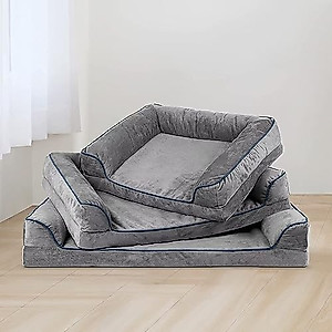 Sicilaien Dog Beds for Extra Large Dogs, Orthopedic Sofa Dog Bed with Removable Washable Cover&Nonskid Bottom, 7" Thick Head and Neck Support Dog Ded for Comfortable Sleep