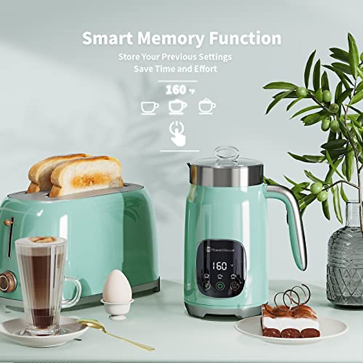 Maestri House Milk Frother, Variable Temp and Froth Thickness Milk Frother and Steamer, 14.1OZ/400ML Smart Touch Control Foam Maker, Memory Function for Latte, Warm Milk, Hot Chocolate