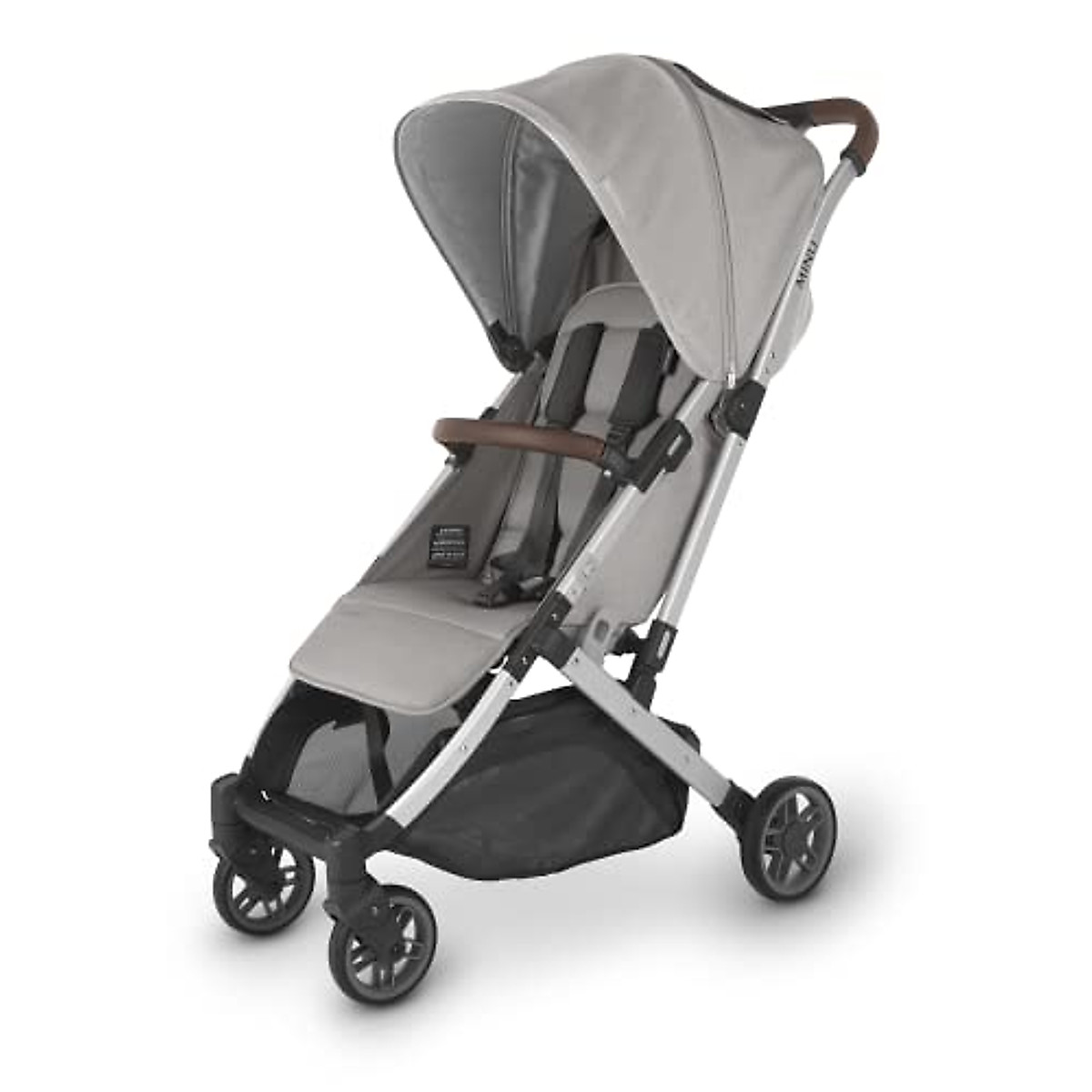 MINU V2 Stroller-Stella (Grey mélange/Silver/Chestnut Leather)+ Adapter for Bassinet/MESA + Bassinet - Stella (Grey Brushed mélange/Silver)
