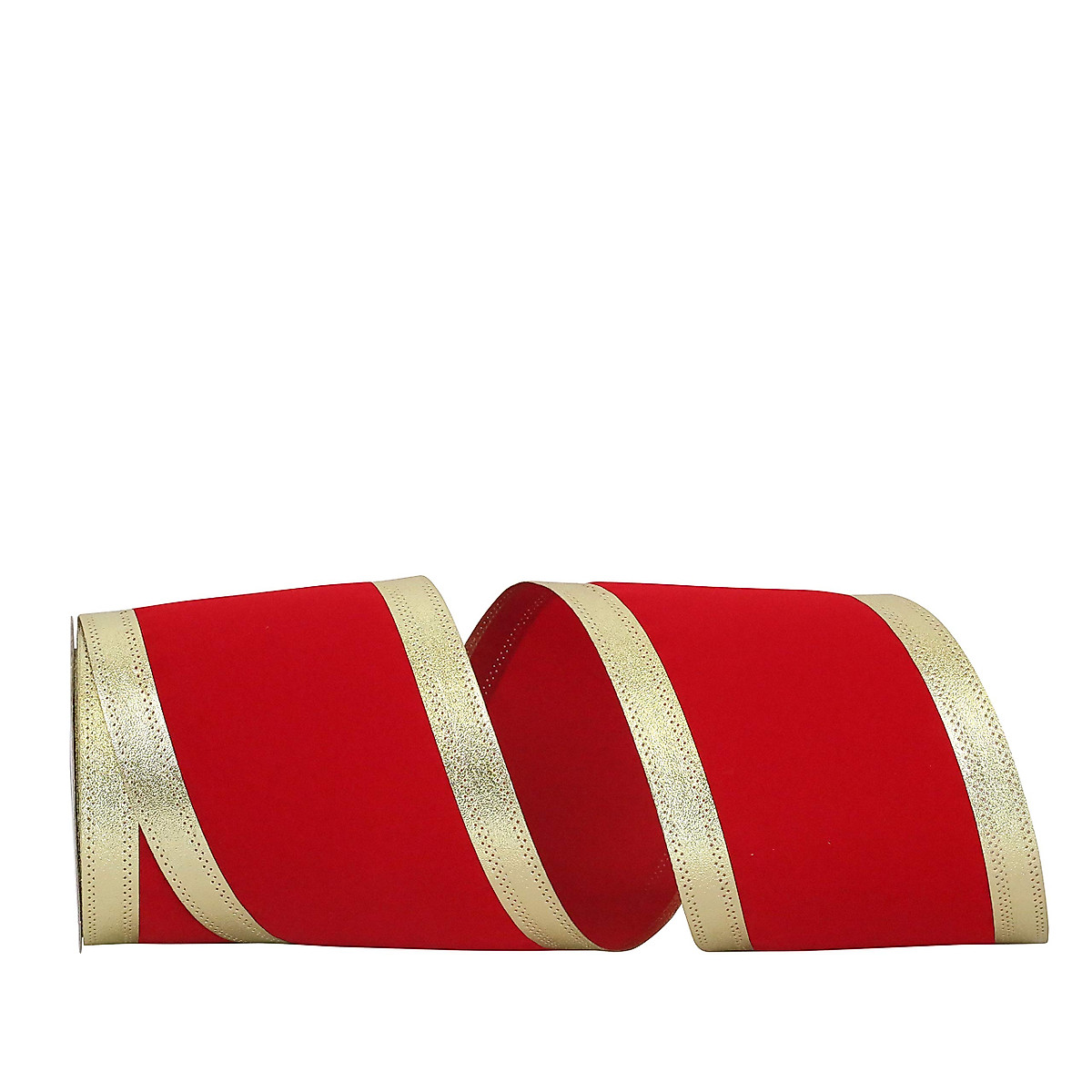 Reliant Ribbon Velvet Dynasty Wired Edge Ribbon, 4 Inch X 10 Yards, Red