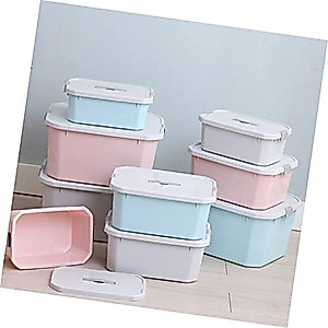 STOBAZA 2pcs box Clothes Baskets Latching Hinged For Laundry Office Stackable File Multi- Multifunctional Blue Storage Case Lid Organizing Size Bedding Pull Holder Container L Tote