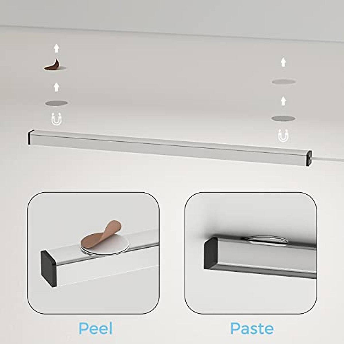 ASOKO LED Under Cabinet Lighting USB Plug-in, Dimmable, 3 Color Changing(2700K, 4000K,6000K), 14.5 in, Under Counter Lights for Kitchen, Shelf, Cupboard, Under Desk Light, Monitor USB Light Bar