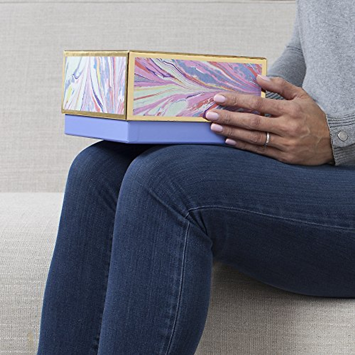 Hallmark Signature 7" Medium Gift Box (Marble, Pink, Lavender, Gold) for Mothers Day, Valentines Day, Birthdays, Bridal Showers, Bridesmaids Gifts and More