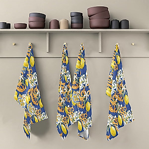 KEEPREAL Sicilian Style Lemon Kitchen Dish Towel Set of 1 | 18 x 28 Inch Tea Towels | Ultra Soft and Absorbent Cleaning Cloths