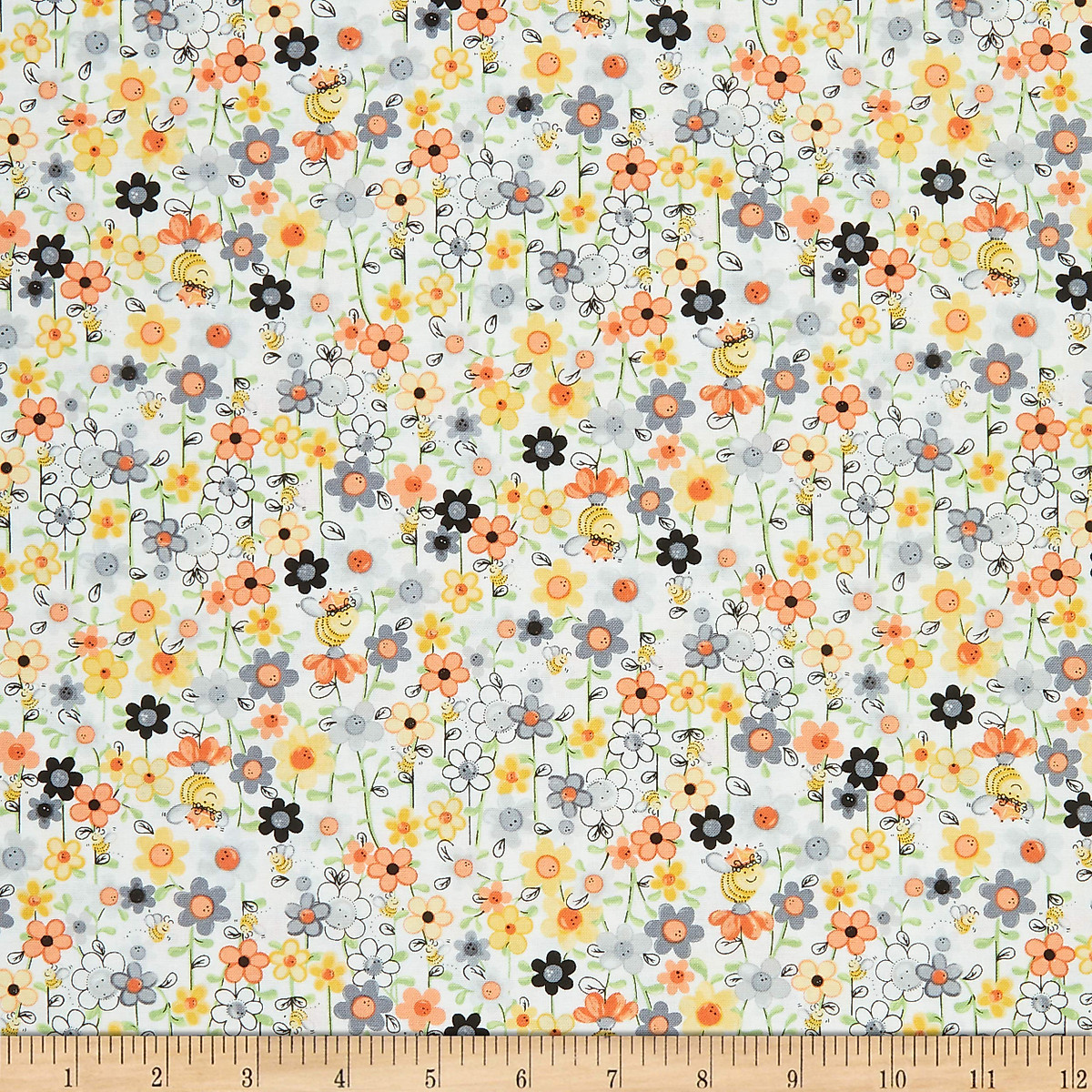 Susybee Sweet Bees Mini Floral Multi, Fabric by the Yard