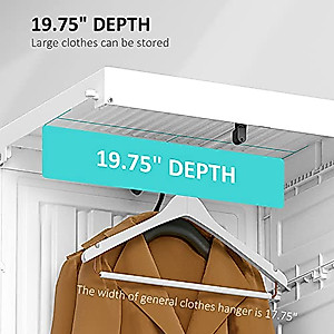 HOMCOM Portable Wardrobe Closet, Bedroom Armoire, Foldable Clothes Organizer with Cube Storage, Hanging Rods, and Magnet Doors, White
