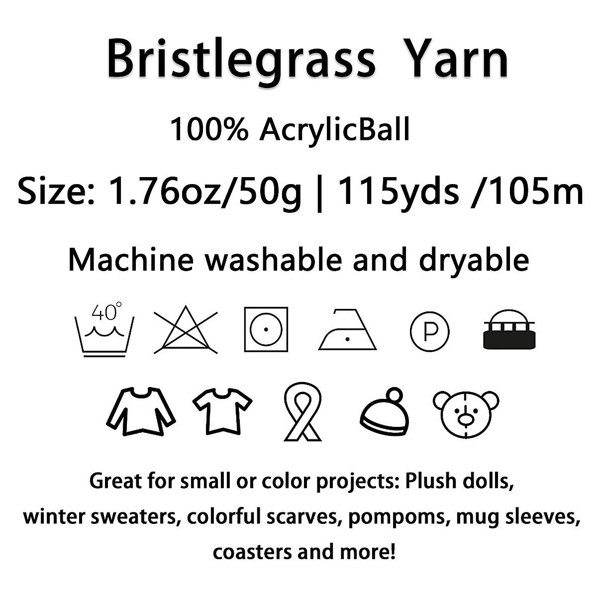 Bristlegrass Electric Blue Chunky Yarn Royal Cotton, 100% Acrylic Yarn, Soft, Super Crochet and Knitting Threads Baby Sweater Scarf Fabric Needlework Craft1.76 Oz (50G) / 115 Yrds (105M)