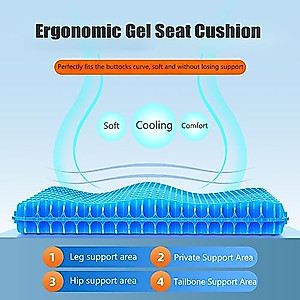Egg Gel Seat Cushion, Breathable Gel Cushion Chair Pads with Non-Slip Cover for Home Office Car Wheelchair, Honeycomb Design Egg Seat Cushion As Seen On TV
