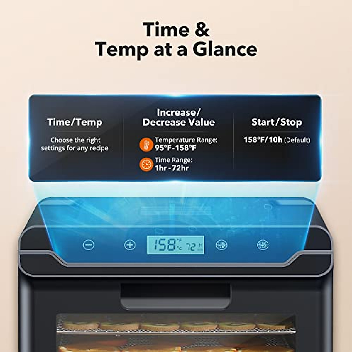 Food Dehydrator, PARIS RHÔNE Dehydrator Machine with 6 Stainless Steel Trays,72H Digital Timer, Temperature Control, Drop-Down & Viewing Door, for Jerky Fruit Meat Pet Treats Herbs and Yogurt