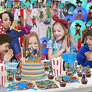 199pcs Birthday Party Decorations, Birthday Supplies Birthday Party Supplies include Backdrop Banner Balloons Cake Topper Plastic Swirls Tableware