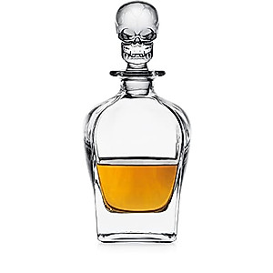 Godinger Skull Whiskey Decanter and Old Fashioned Whiskey Glasses, Skulls Liquor Decanter Barware Set, Halloween Decor