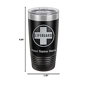 LaserGram 20oz Vacuum Insulated Tumbler Mug, Lifeguard, Personalized Engraving Included (Black)