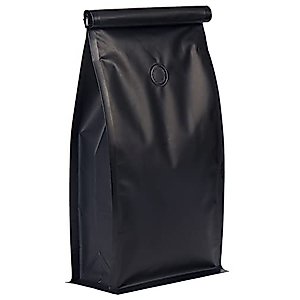 DMpackDM Reusable Tin Tie Coffee Bags with Valve ,(8oz -10oz,50pcs)Empty Black Aluminum foil Coffee Bags with Valve Flat Bottom Standing Coffee Storage Pouch, Reusable Bags for Home or Business