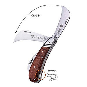 Pruning Knife, Double Blade Grafting Knife, Stainless Steel Garden Budding Knife, Linsen-outdoors Folding Pocket Knife for Grafting Multi Cutting Tool, Weed Bushes Branches Mushroom Diggig Knife