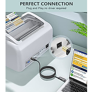 2-in-1 USB-A/C to USB-B Printer Cable 6.6FT, USB C MIDI Cable Nylon Braid High-Speed Printer Cord for MacBook Pro/Air,Digital Piano MIDI Controller,HP Canon Dell Epson Brother Samsung-Black