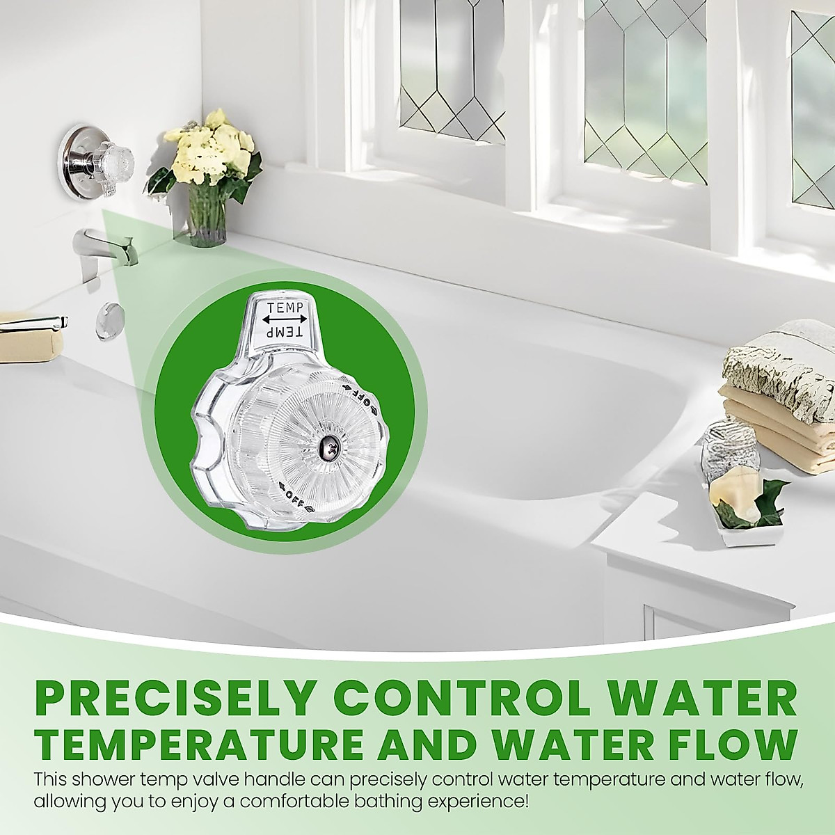 hansengroyi MXT11 Shower Temp Valve Handle, Temperature and Volume Knob Compatible with Mixet MXT11 Shower Handle Replacement, Bathroom Hot Cold Handles Part