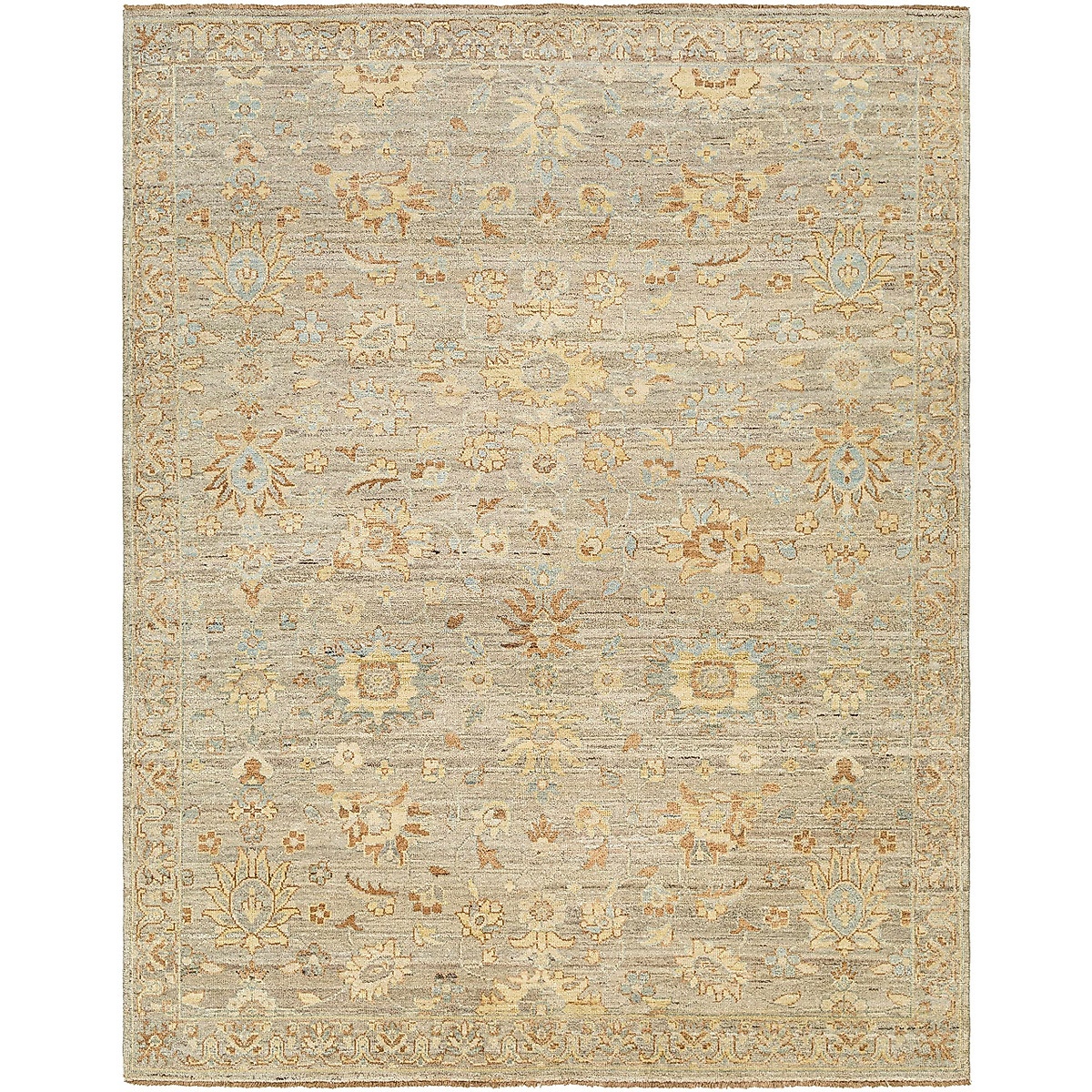 Hauteloom Afia Wool Living Room, Bedroom Area Rug - Traditional - Tan, DarkBlue, LightBlue - 8' x 10'