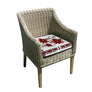 Poinsettia Christmas Outdoor Cushion Chair Cover Set of 2 - Waterproof Couch Seat Covers, Winter Xmas Botanical Merry Christmas Patio Furniture Protector Slipcovers for Sofa/Garden/RV, 20"x18"x4"