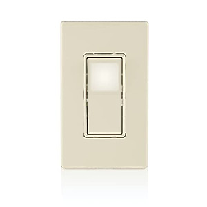 Leviton L5614-2T 15 Amp, 120/277 Volt, Decora LED Illuminated Rocker Single 4-Way AC Quiet Switch, Residential Grade, Grounding, Light Almond