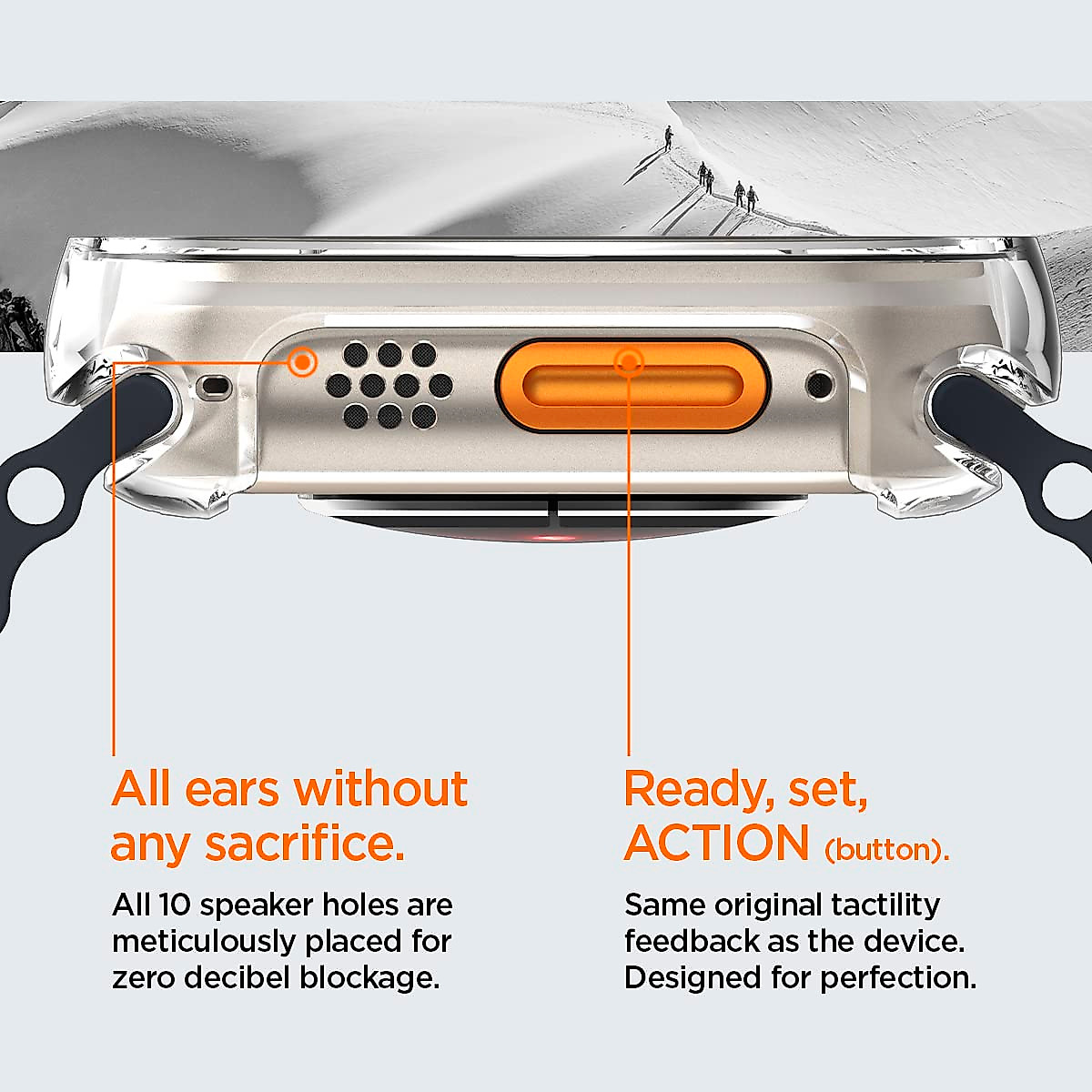 Spigen Ultra Hybrid Designed for Apple Watch Ultra 2/1 49mm Case with Full Coverage Screen Protector - Crystal Clear