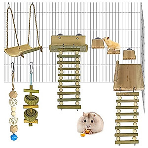 Hamster Guinea Pig Toys, Hamster Rat Gerbil Mice Cage Accessories Platform with Ladder, Hamster Climbing Toys Jumping Board Playground for Syrian Dwarf Hamsters and Small Animals