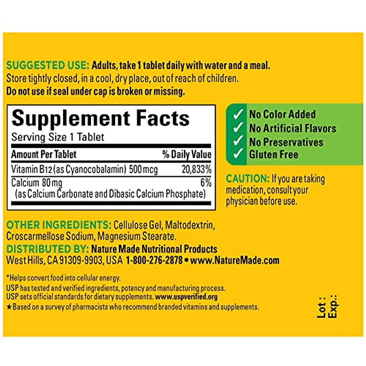 Nature Made Vitamin B12 500 mcg, Dietary Supplement for Energy Metabolism Support, 200 Tablets, 200 Day Supply