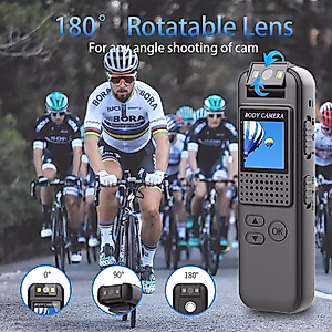 Body Camera, Police Body Cam Video HD 1080P, 256G Max Memory, Upgrade Rotate Wearable Clip for Law Enforcement,Security,Guard,Home,Outdoor,Travel,Camping,Cycling, Built-in 64G Card with Night Vision