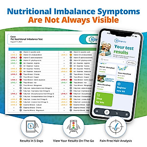 5Strands Pet Nutrition Deficiency Test, 44 Vitamins and Minerals Tested, at Home Dog or Cat Hair Sample Collection Kit, Results in 7 Days, Works for All Ages and Breeds