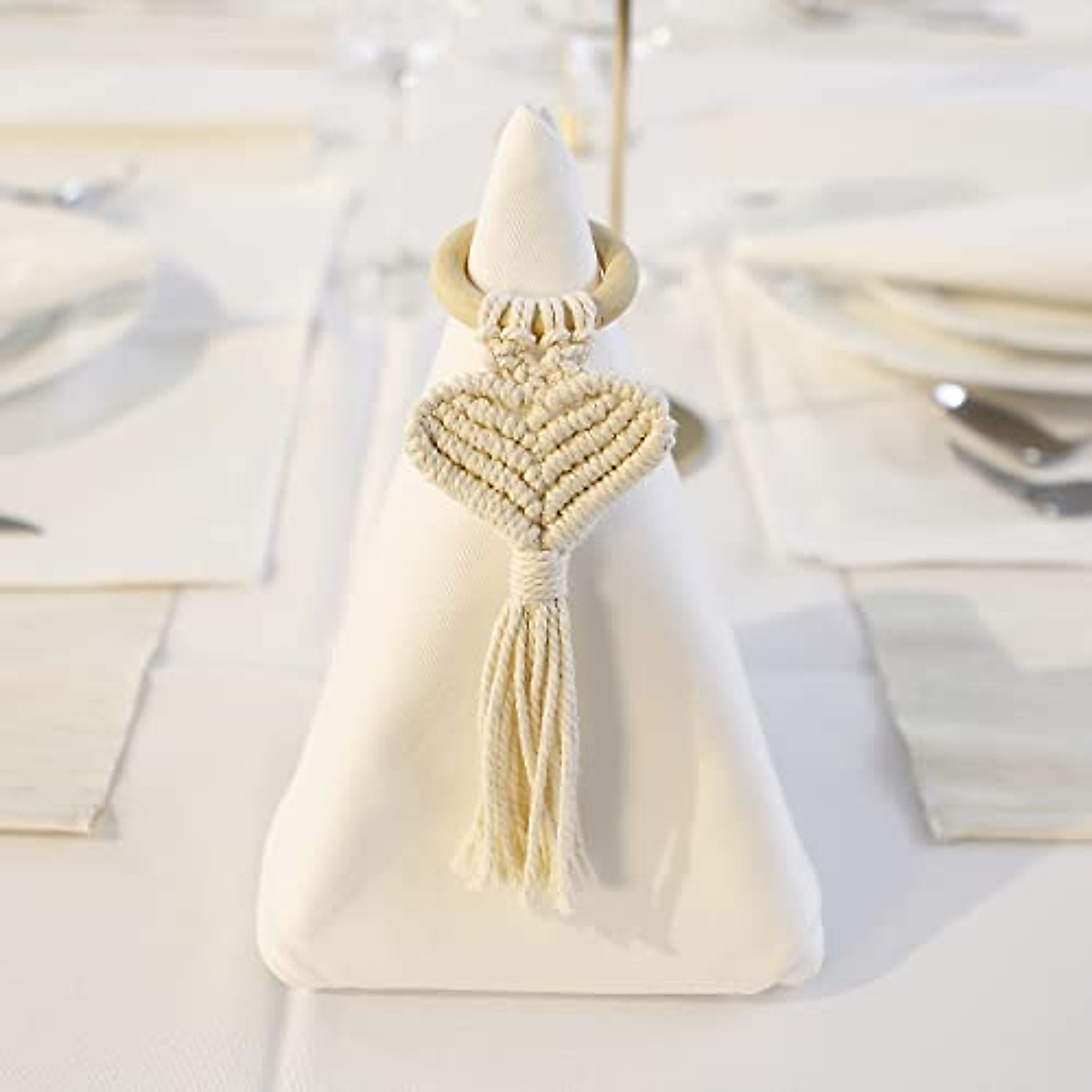 ZOONAI Hanging Handmade Weaving Love Pendant Car Ornament Modern Home Decoration Accessories Hanging Pendant for Bedroom Nursery Room (White)