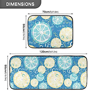 DOMIKING Lemon Orange Kitchen Mats 2 Pieces Non-Slip Anti Fatigue Kitchen Rugs and Mats Set for Floor Cushioned Standing Mats Area Rug Runner for Kitchen Hallway Sink