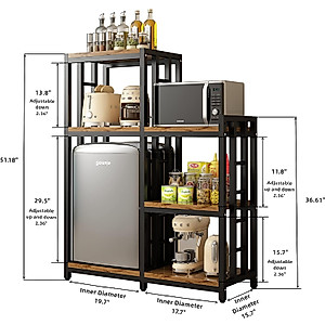 BRIGHTSHOW Kitchen Storage Shelf Bakers Rack, 6-Tier Coffee Bar Table, Kitchen Microwave & Mini Fridge Stand Shelves for Spices, Pots and Pans (52 x 40 x 17.5inch)