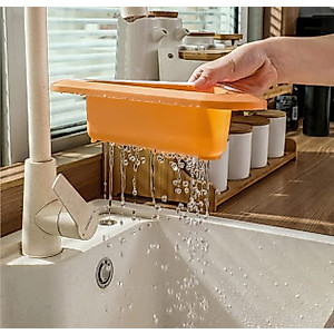 2 Pack Stretchable Kitchen Sink Drain Basket,Extending Kitchen Sink Strainer Basket for Faucet, Swan Triangle Sink Drain Basket for Kitchen Sink