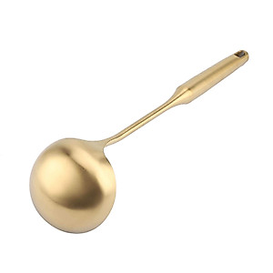 Stainless Steel Ladle Spoon Kitchen Turner, Big Soup Ladle Useful Kitchen Turner Cooking Tool Utensil Tool (Soup Ladle-Gold)
