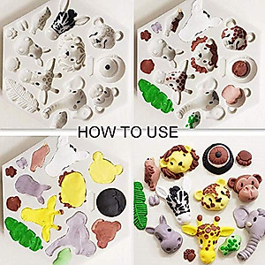 9Pcs/Set Jungle Safari Animal Cake Fondant Mold with Tropical Leaf Cookie Cutter, Hawaiian Palm Leaves Sugar Craft Cutters for Jungle Animals Brithday Party Baby Shower Cake Cupcake Decorations Tools