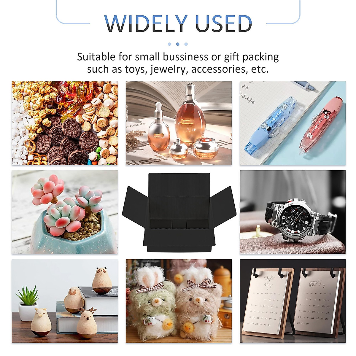 Whynonap WHYNONAP 8x6x4 inches Shipping Boxes set of 25, Packing Small Plastic Shipping Boxes for Packaging Small Business, Black Plastic Cardboard Boxes for Gifts, Mailing,, WNN25P-B864