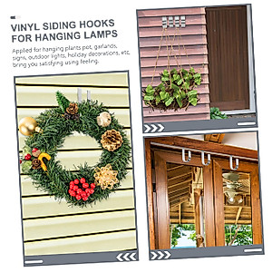 MAGICLULU 4 Pcs Vinyl Siding Hanging Hooks Heavy Duty Clothes Hanger Flat Skillet Pot Holders Outdoor Planter Pots Vinyl Siding Hooks for Hanging Plant Pots Outdoor Flower Pot Metal Hook Hat