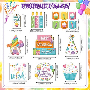 14 Pieces Birthday Tiered Tray Decor Farmhouse Happy Birthday Desk Decorations Wooden Wishes Cupcake Decor Table Sign for Party Supplies