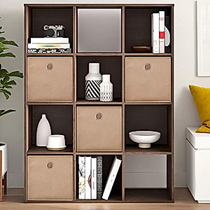 i BKGOO Foldable Storage Cube Drawer Bins Collapsible Fabric Storage Boxes with Round Metal Grommets for Organizing Shelf Nursery Home Closet 4Pack&6Pack 11x11x11 inch (6 Pack Beige, 11x11x11 inch)