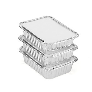 SENJEOK 125 Pack 8oz Aluminum Foil Pans with Lids, 240ml Aluminum Foil Containers, 4.8 x 3.7 x 1.3 Inch Tin Foil Tray for Household, Take Outs