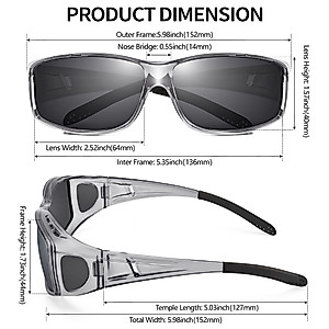 URUMQI Polarized Sunglasses Fit Over Glasses for Men Women, Wrap-around Driving Sunglasses 100% UV Protection