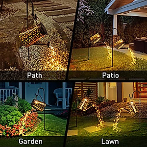 CrfSilky Solar Watering Can with Lights Outdoor Garden Decor Waterproof Star Solar Garden Lights for Table Deck Yard Lawn Patio Pathway Walkway Courtyard Party Decorations Gardening Gifts