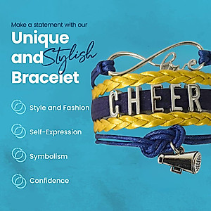 Cheer Charm Bracelet- Girls Infinity Love Adjustable Cheerleading Jewelry in Team Colors - Gift For Cheerleader