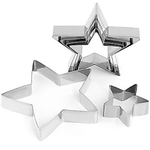 GWHOLE Gingerbread Christmas Cookie Tree Cutter Set, Star Linzer Cookie Cutters for Kids Winter Holiday Party, Set of 6