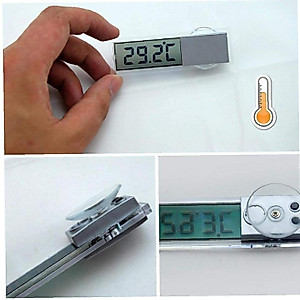 Aisoway Vehicle-Mounted Digital Window Thermometer LCD Celsius Fahrenheit Car Clock
