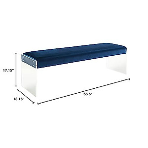Tov Furniture Envy Blue Velvet/Acrylic Bench